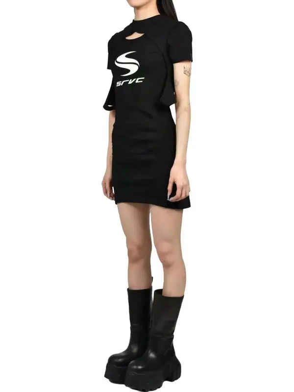 SRVC STUDIO Logo-print Cut-out Mini Dress - Black