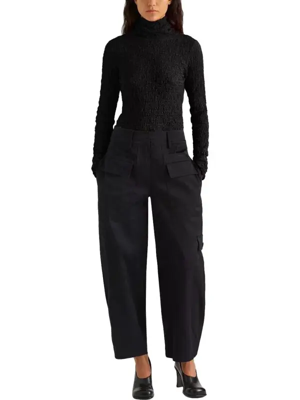 Proenza Schouler White Label Harriet Smoked Jacquard Top - Black