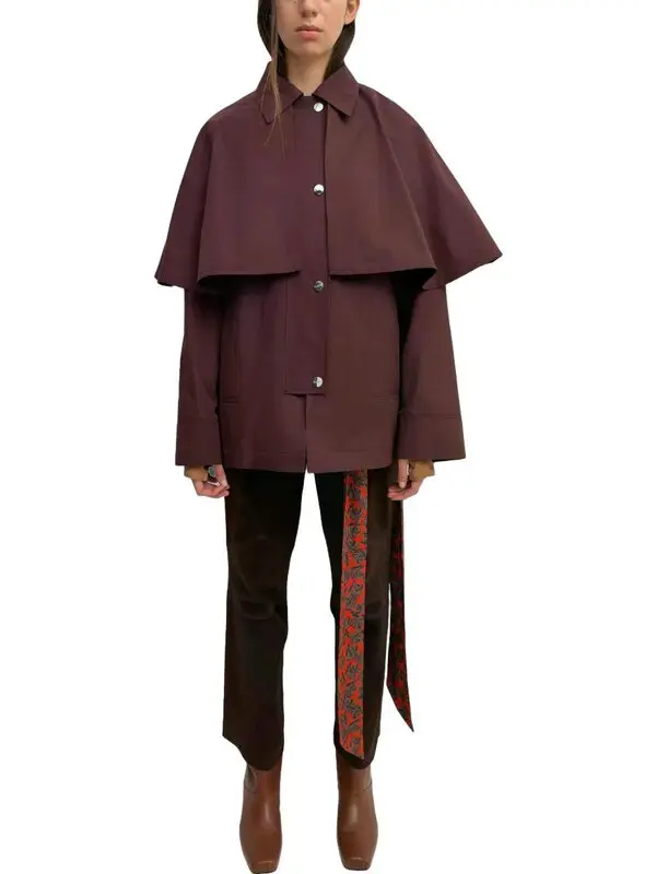 Rodebjer Cape-detail Press-stud Jacket - Brown