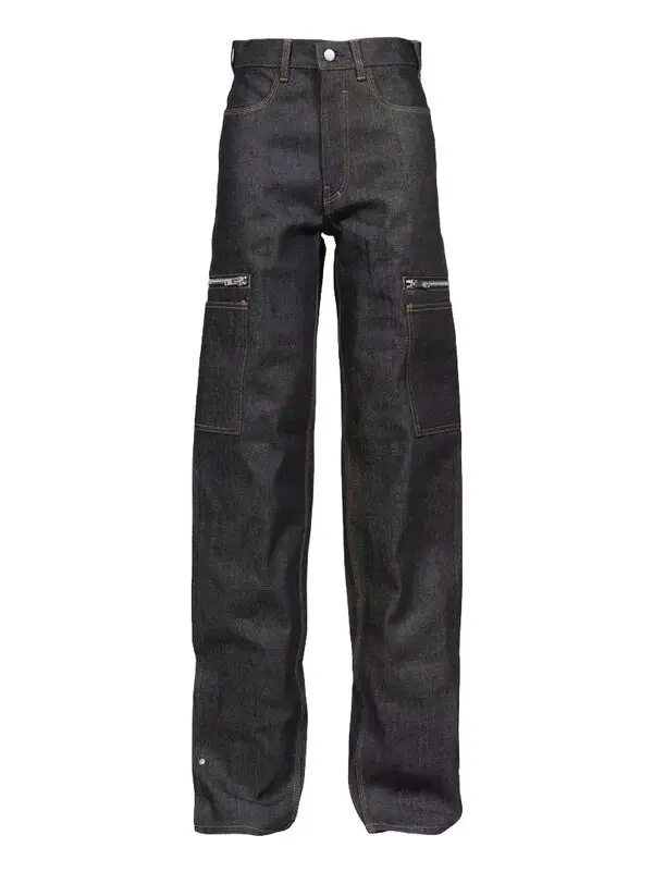 Matthew Williamson Raw Zip-pocket Cargo Pants - Blue