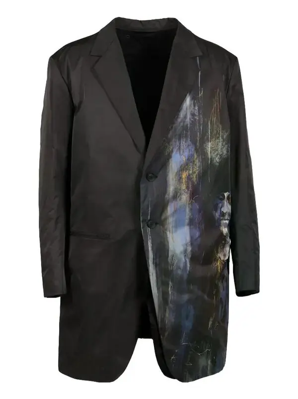Yohji Yamamoto Graphic-print Reversible Blazer - Black