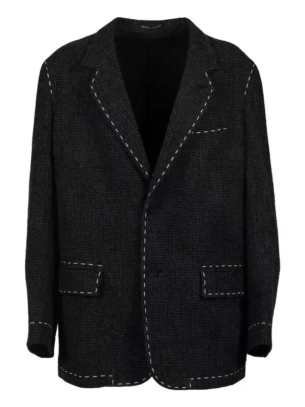 Y’s Houndstooth Hand-stitched Blazer - Black