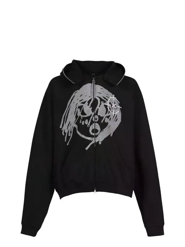 CHITO Graphic-print Zip-up Hoodie - Black