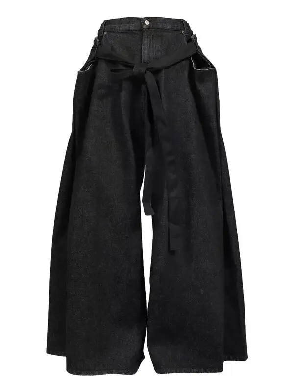 LỰU ĐẠN Tie Maxi Jeans - Black