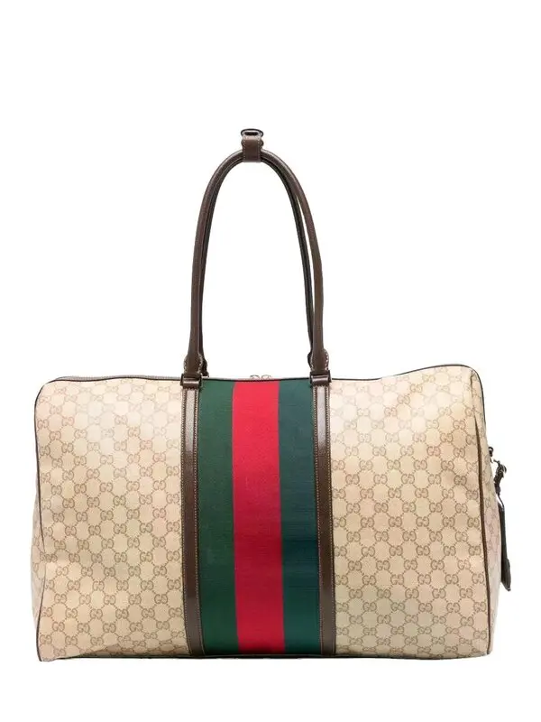 Gucci Medium Gg Duffle Bag With Web - Neutrals
