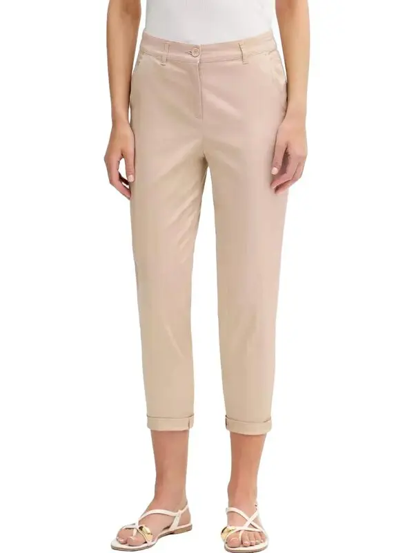 Sisley Cropped Turn-up Trousers - Neutrals