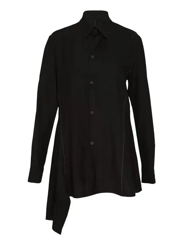 Yohji Yamamoto Asymmetric Contrast-stitch Shirt - Black