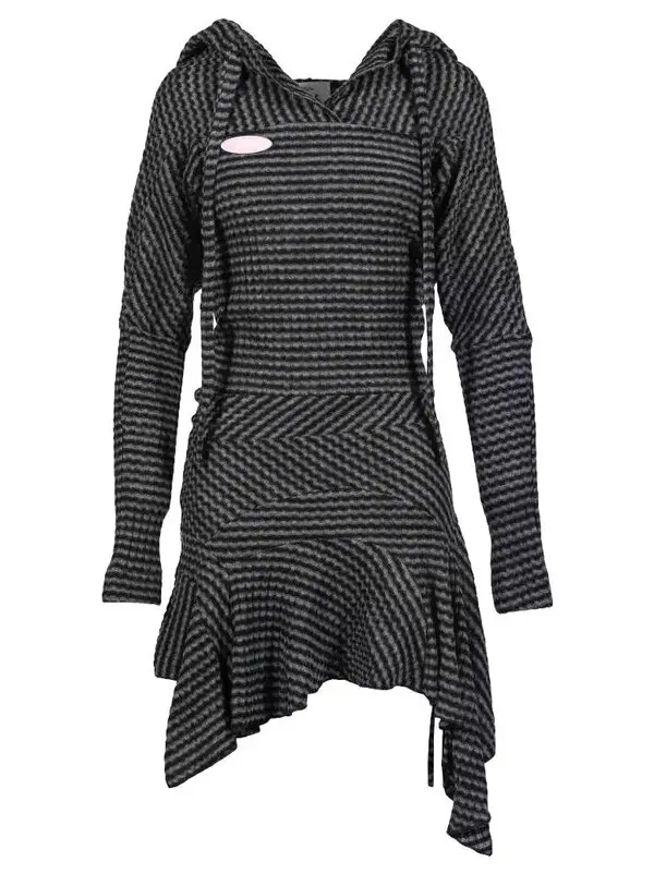 NΦ DRESS Striped Asymmetric Dress - Black
