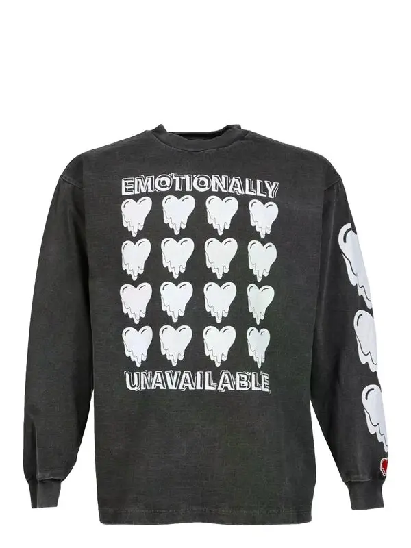 EMOTIONALLY UNAVAILABLE Graphic-print Long-sleeved T-shirt - Black