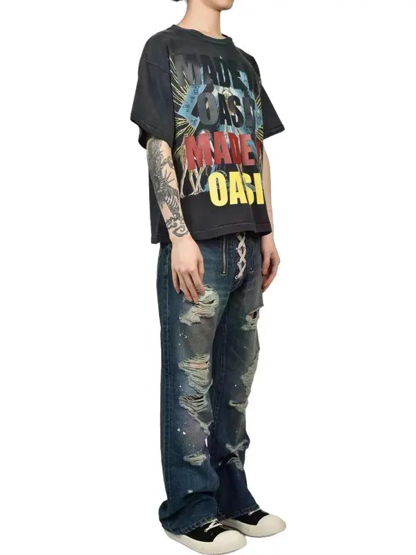 JUN/NAKAYAMA Distressed Wide-leg Jeans - Blue