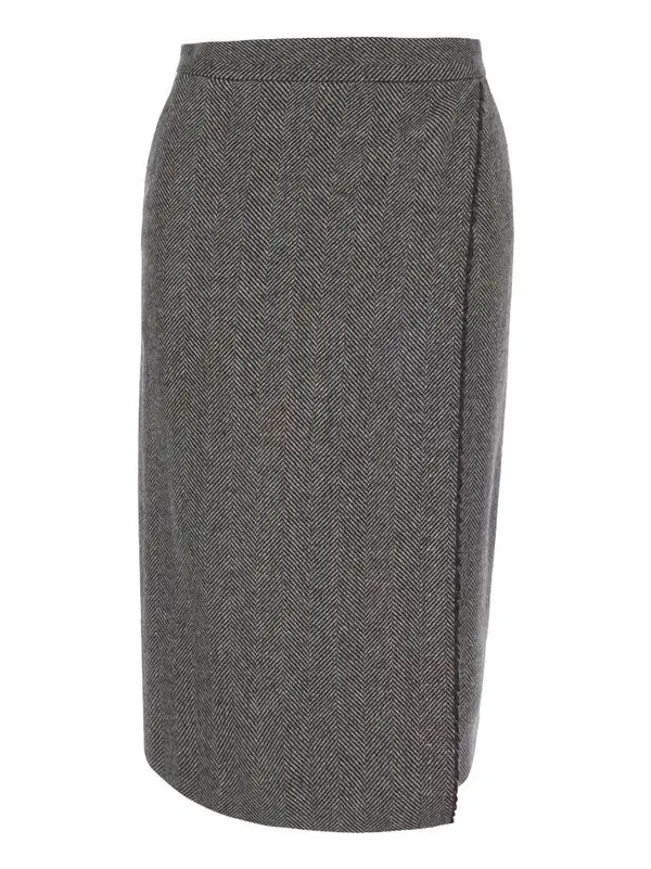 Antonelli Firenze Svevia Herringbone-pattern Wrap Midi Skirt - Grey