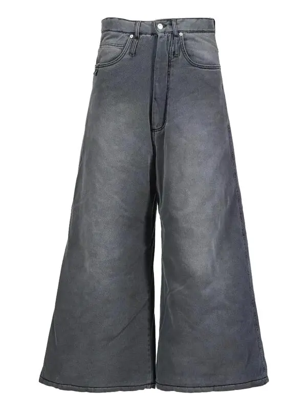 LỰU ĐẠN Washed-effect Wide-leg Jeans - Grey
