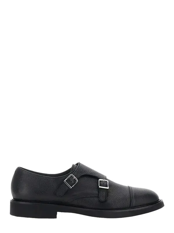 DOUCAL'S Double-strap Leather Monk Shoes - Black