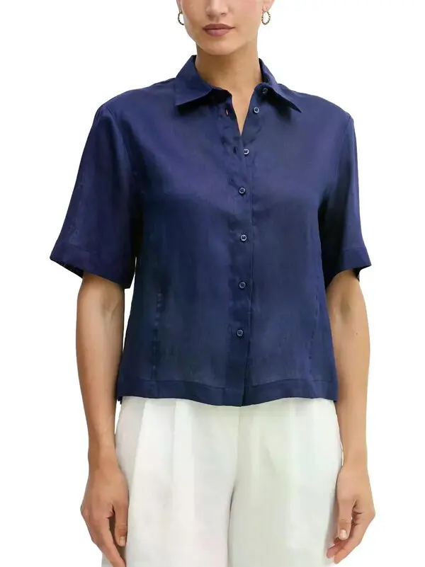 Sisley Short-sleeve Textured Shirt - Blue