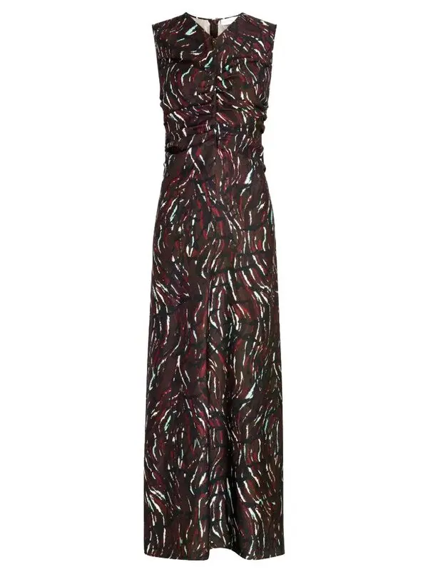 Proenza Schouler White Label Clem Printed Ruched Maxi Dress - Brown