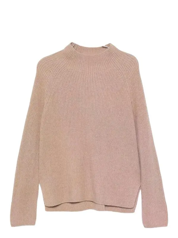 Max Mara Ribbed-knit High-neck Sweater - Neutrals