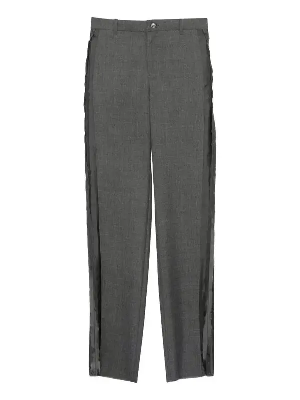 SONIA CARRASCO Frayed Side-stripe Straight-leg Trousers - Grey