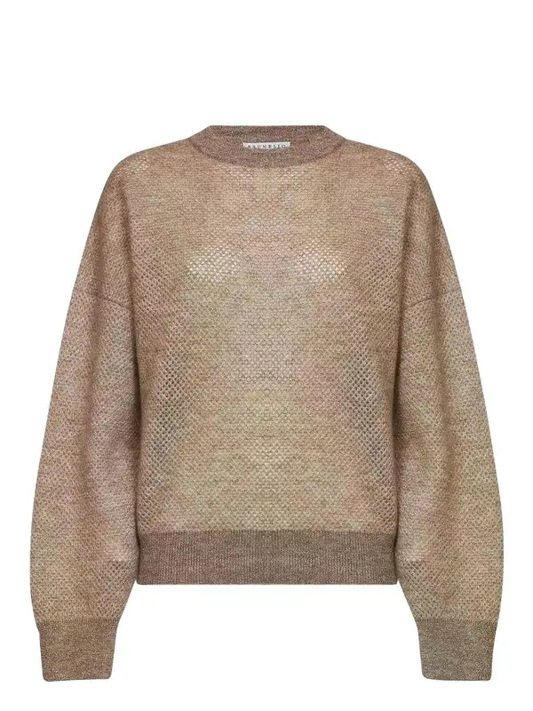 Brunello Cucinelli Metallic Openwork Lamé Sweater - Neutrals