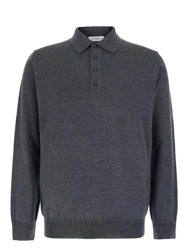KANGRA Button-down Long-sleeve Polo Shirt - Grey
