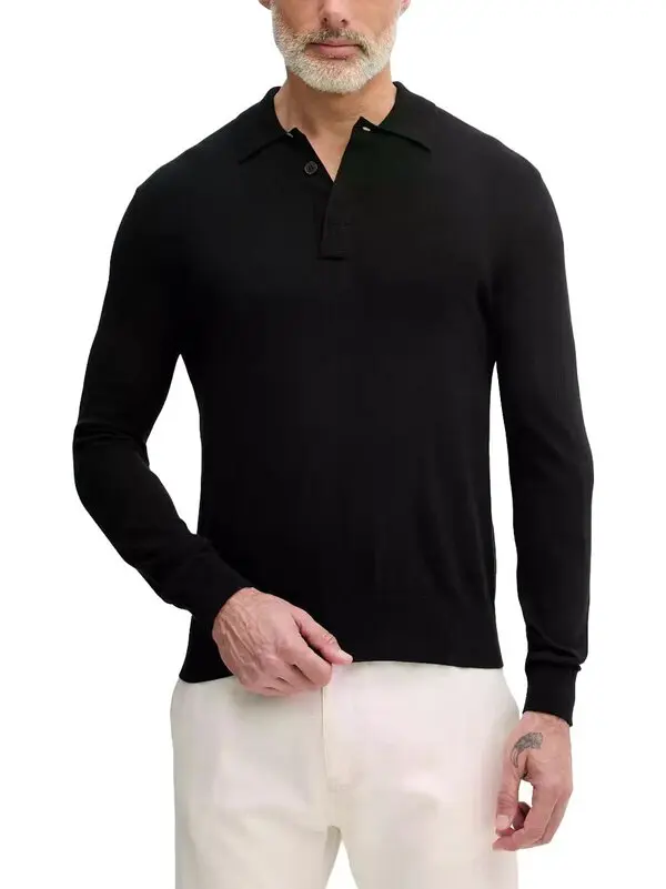 Sisley Long-sleeve Polo Sweater - Black