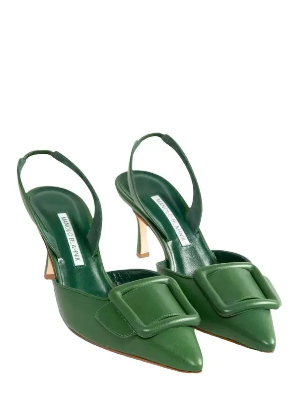 Manolo Blahnik Maysli Buckle-detail Slingback Pumps - Green