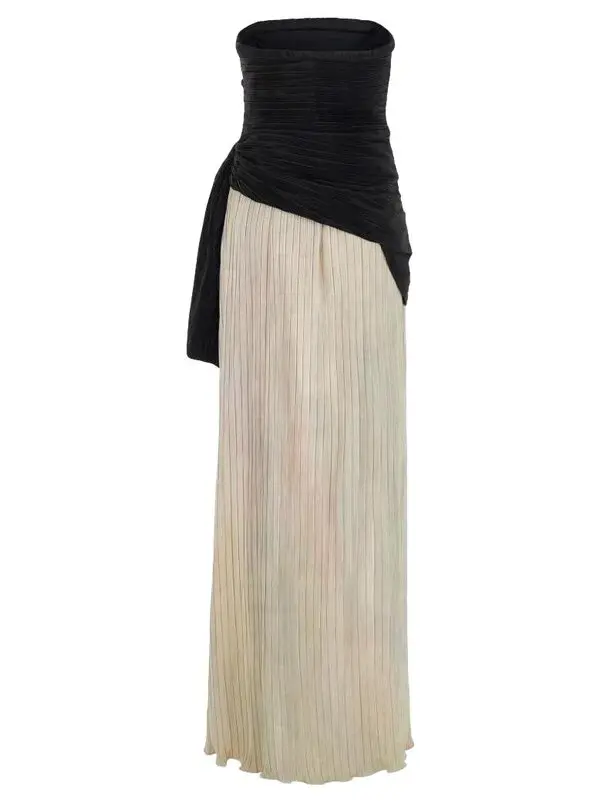 Simkhai Laia Pleated Strapless Maxi Dress - Neutrals