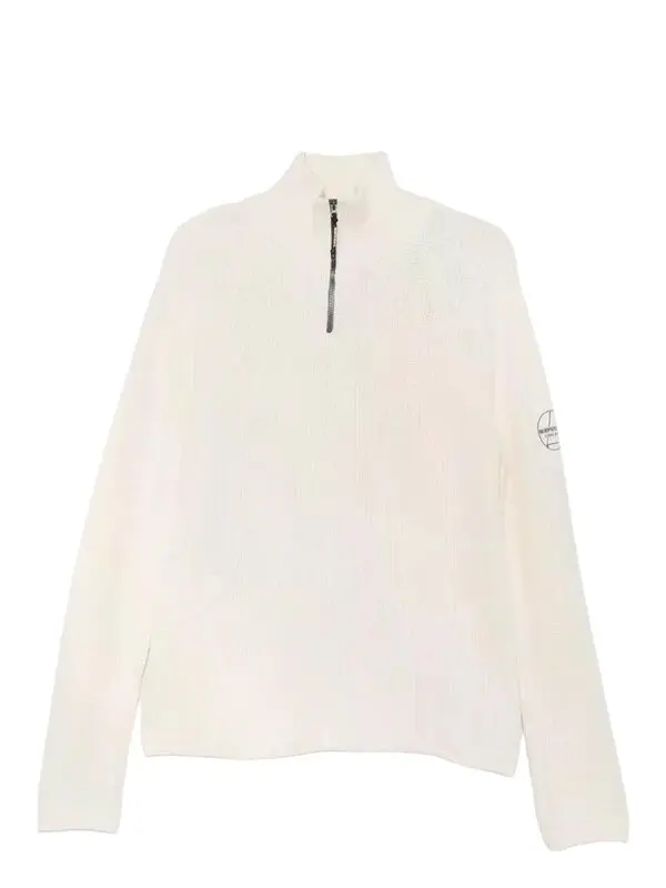 MURPHY&NYE Fender Ribbed-knit Quarter-zip Sweater - Neutrals