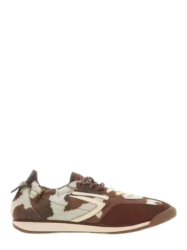 PURAAI Panther Cow-print Low-top Sneakers - Brown