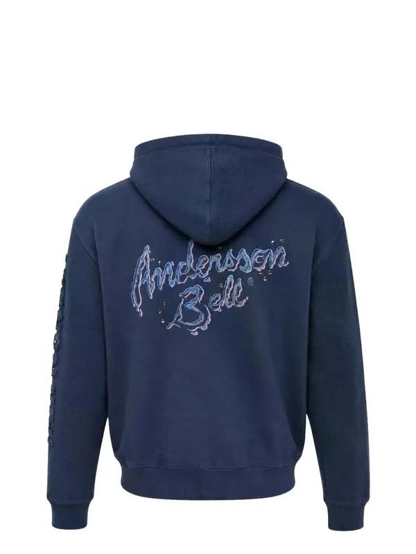 Andersson Bell Patchwork Logo-embroidered Hoodie - Blue