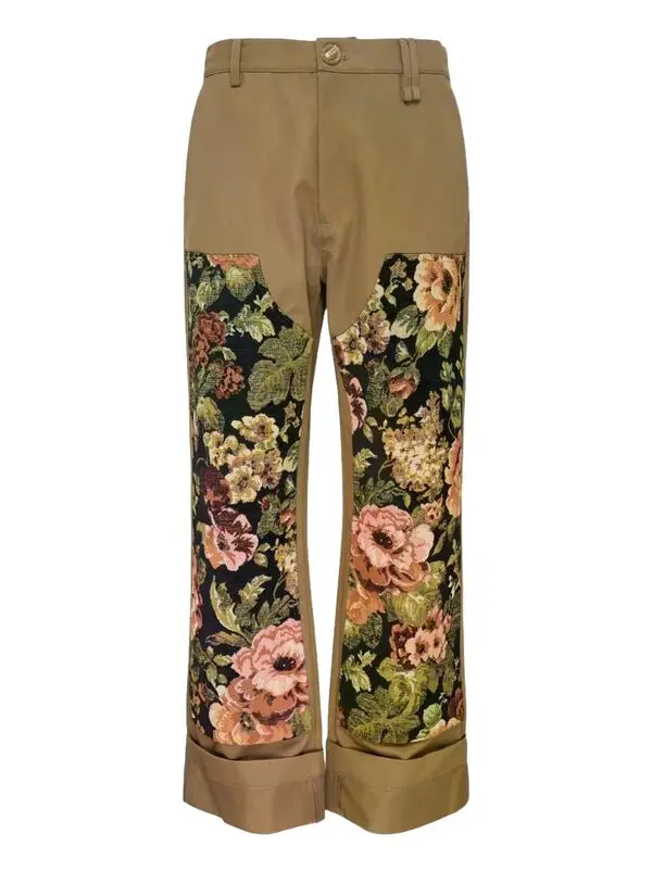 Simone Rocha Patchwork Floral-tapestry Trousers - Brown