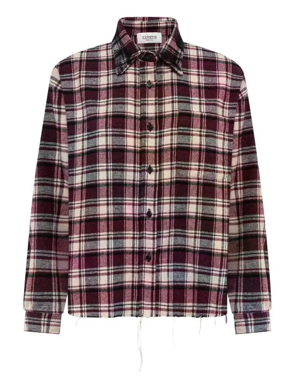 LANEUS Check-print Flannel Shirt - Purple