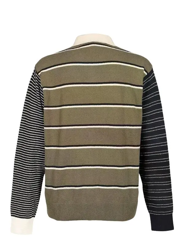 SONG FOR THE MUTE Xadidas Striped Knitted Polo Shirt - Green
