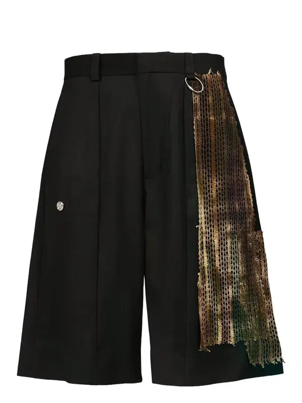 PACE Crochet-detail Pleated Shorts - Black