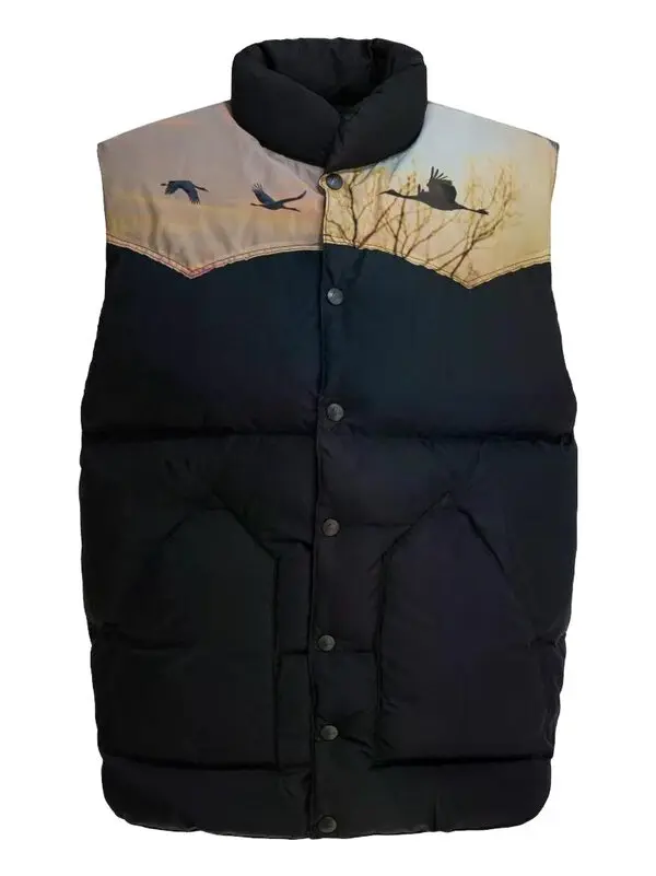 Needles X Rocky Mountain Featherbed Graphic-print Padded Gilet - Black