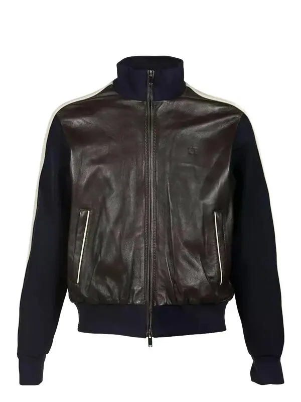 WALES BONNER Path Panelled Leather Jacket - Brown