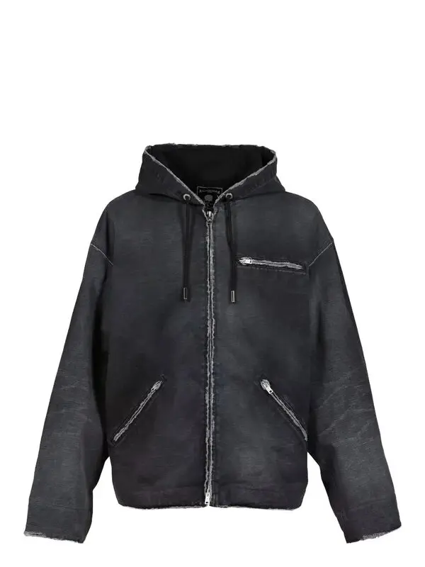 MASTERMIND WORLD Distressed Hooded Jacket - Black