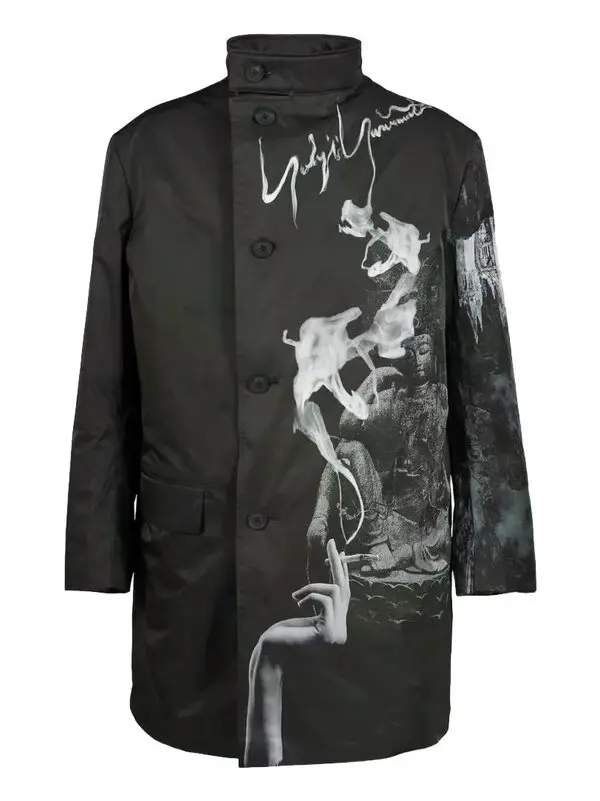 Yohji Yamamoto Smoking Gothic Graphic-print Button-up Jacket - Black