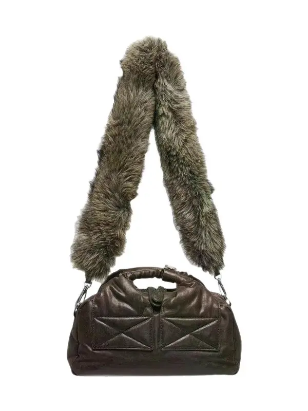 OPEN YY Faux-fur Strap Tote Bag - Brown