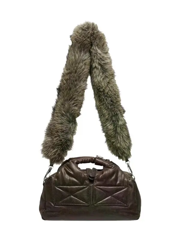 OPEN YY Faux-fur Strap Tote Bag - Brown