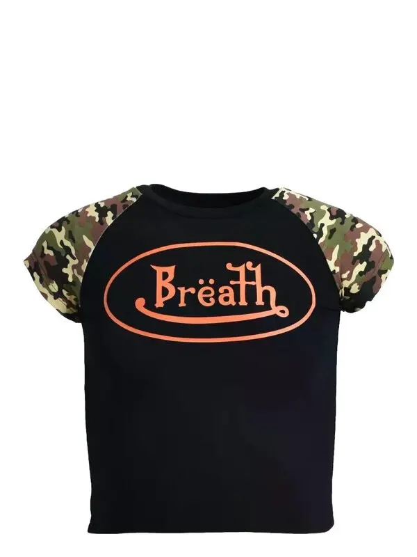 BREATH Logo-print Cropped T-shirt - Black