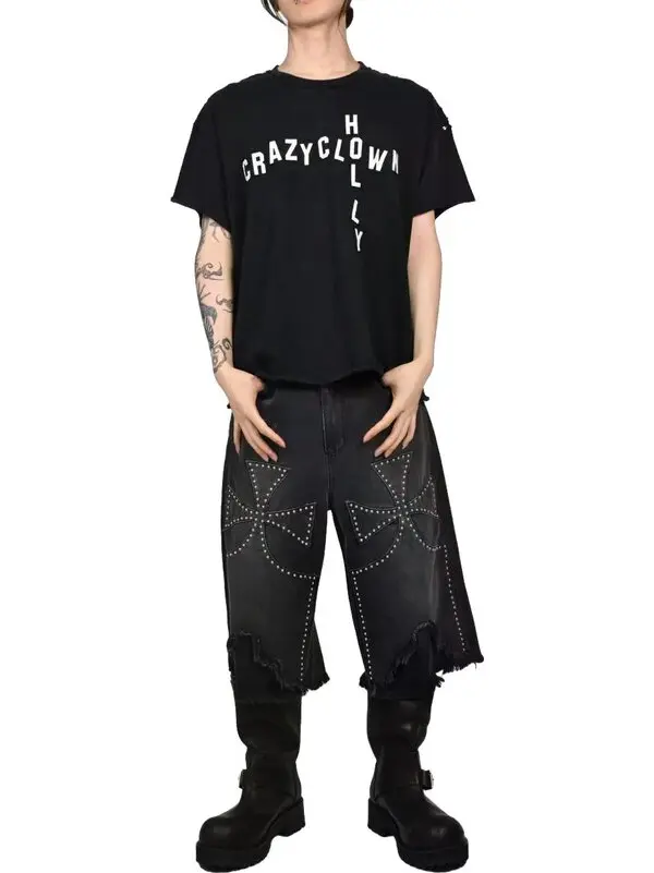 CRAZY CLOWN L.A. Distressed Graphic-print T-shirt - Black