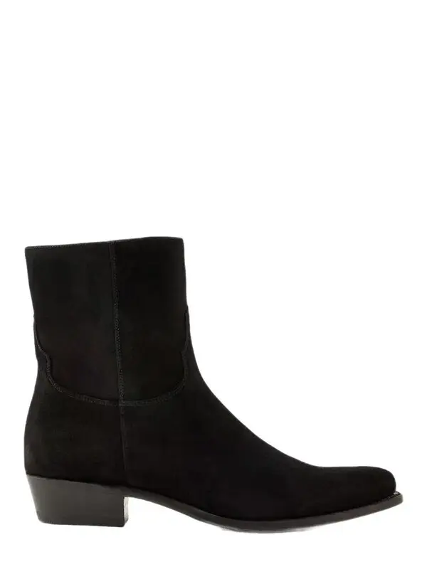 Polo Ralph Lauren Calfskin Suede Western Boot - Black
