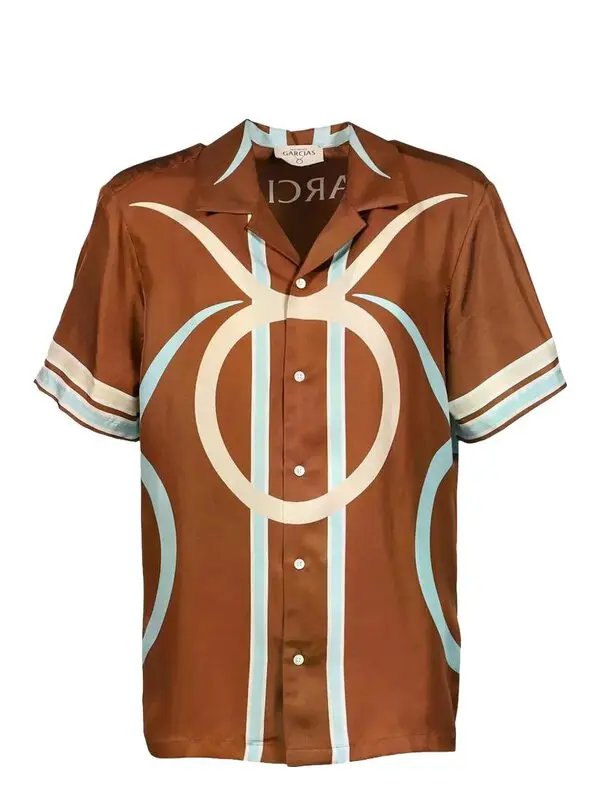 GARCIAS Logo-print Silk Bowling Shirt - Brown