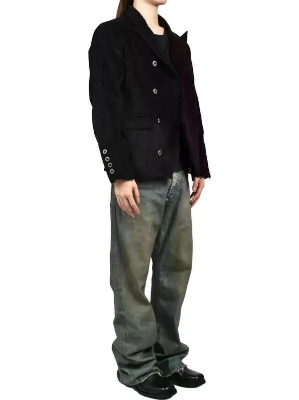 NO/FAITH STUDIOS Asymmetric Corduroy-texture Blazer - Black