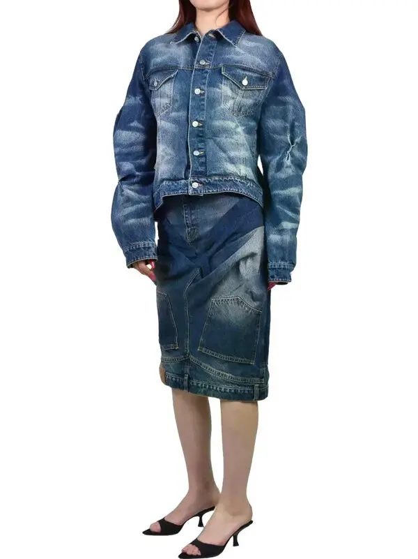Natasha Zinko Cropped Denim Jacket - Blue