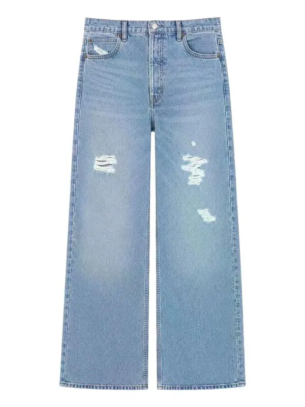 FRAME Distressed Wide-leg Jeans - Blue