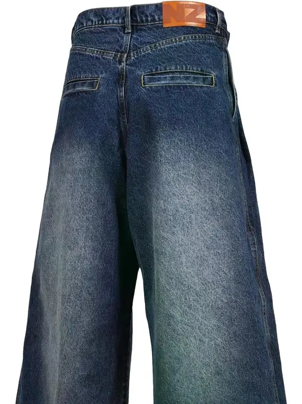 Natasha Zinko Pleated Wide-leg Jeans - Blue