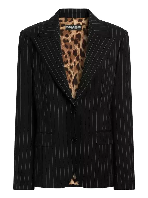 Dolce & Gabbana Linda Single-breasted Jacket In Pinstripe Wool - Black