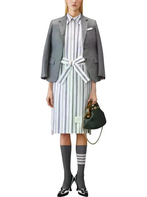 Thom Browne Repp Stripe Cotton Shirtdress - White