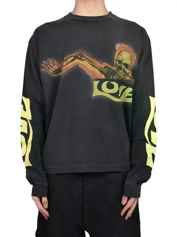JUN/NAKAYAMA Graphic-print Long-sleeve T-shirt - Black